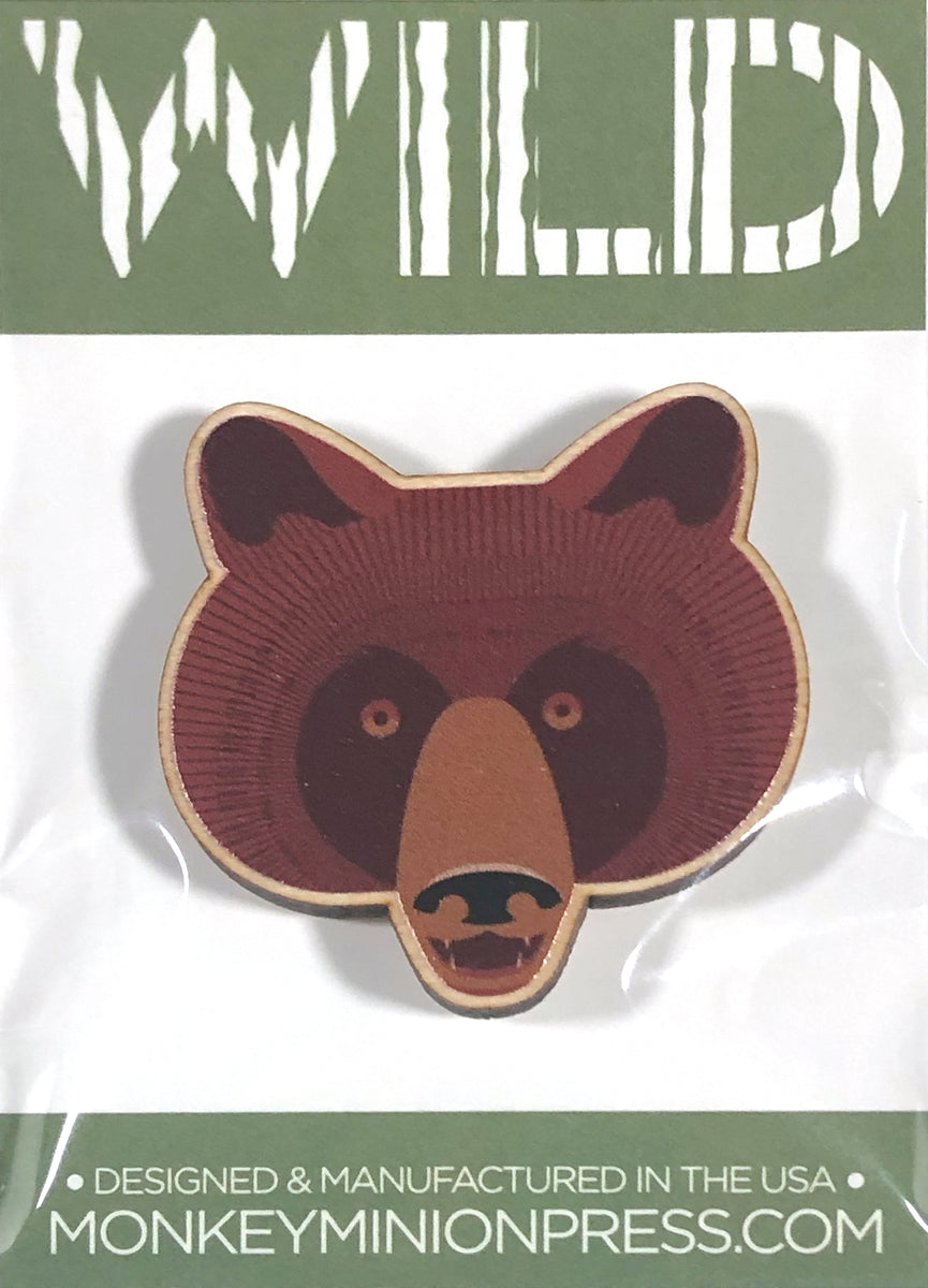 Grizzly Brown Bear WILD Wooden Pin – Monkey Minion