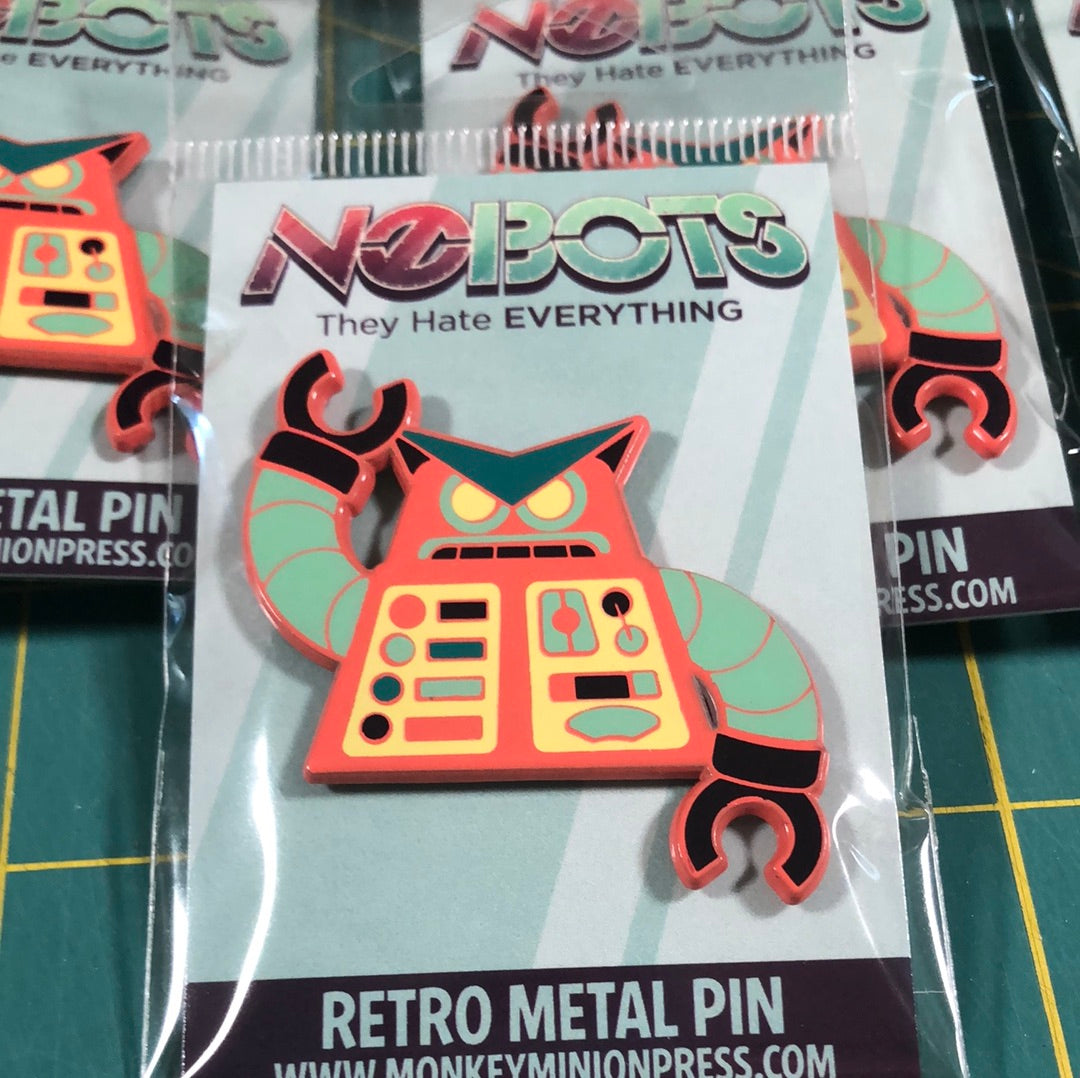 NoBots n010V3 Screenprinted Enamel Pin – Monkey Minion