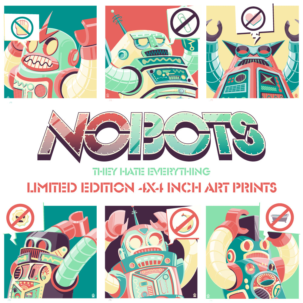 NOBOT No Paperclips 4x4 Limited Edition Giclee Print – Monkey Minion